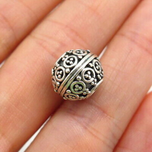 Jewelry | 925 Sterling Silver Floral Design Hollow Bead Slide Pendant ...